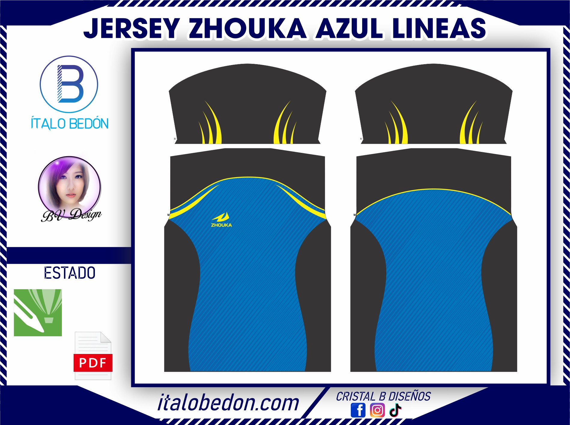 JERSEY ZHOUKA AZUL LINEAS 2024 | ITALO BEDON